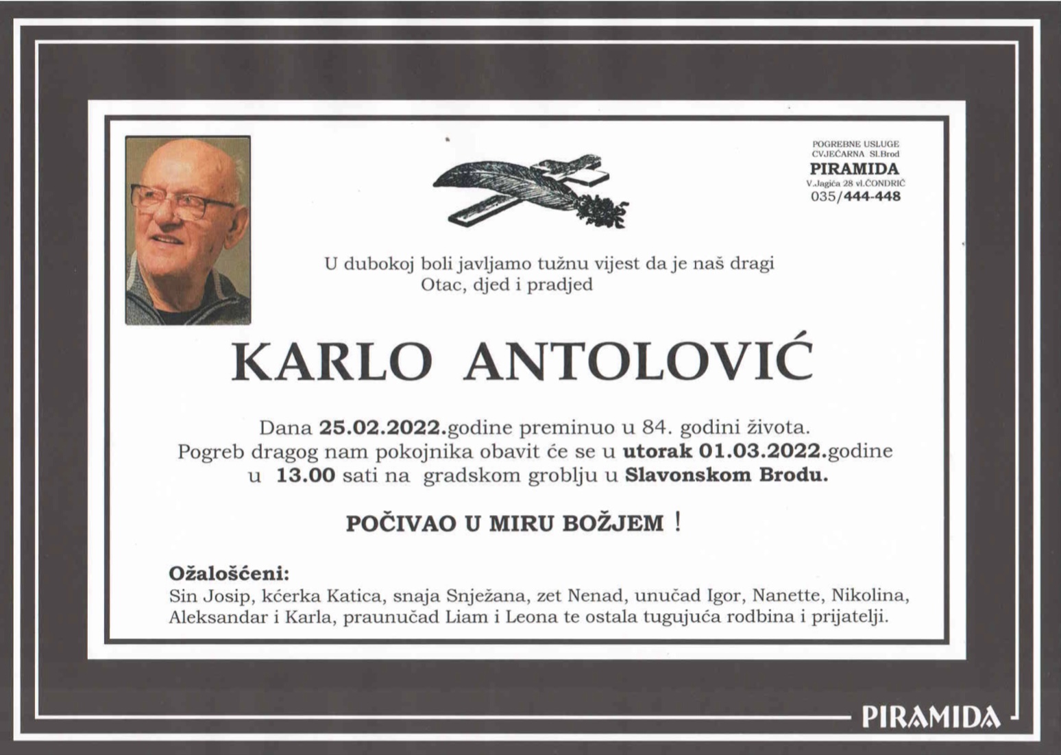 Osmrtnice – Piramida | pogrebne usluge i cvjećarna