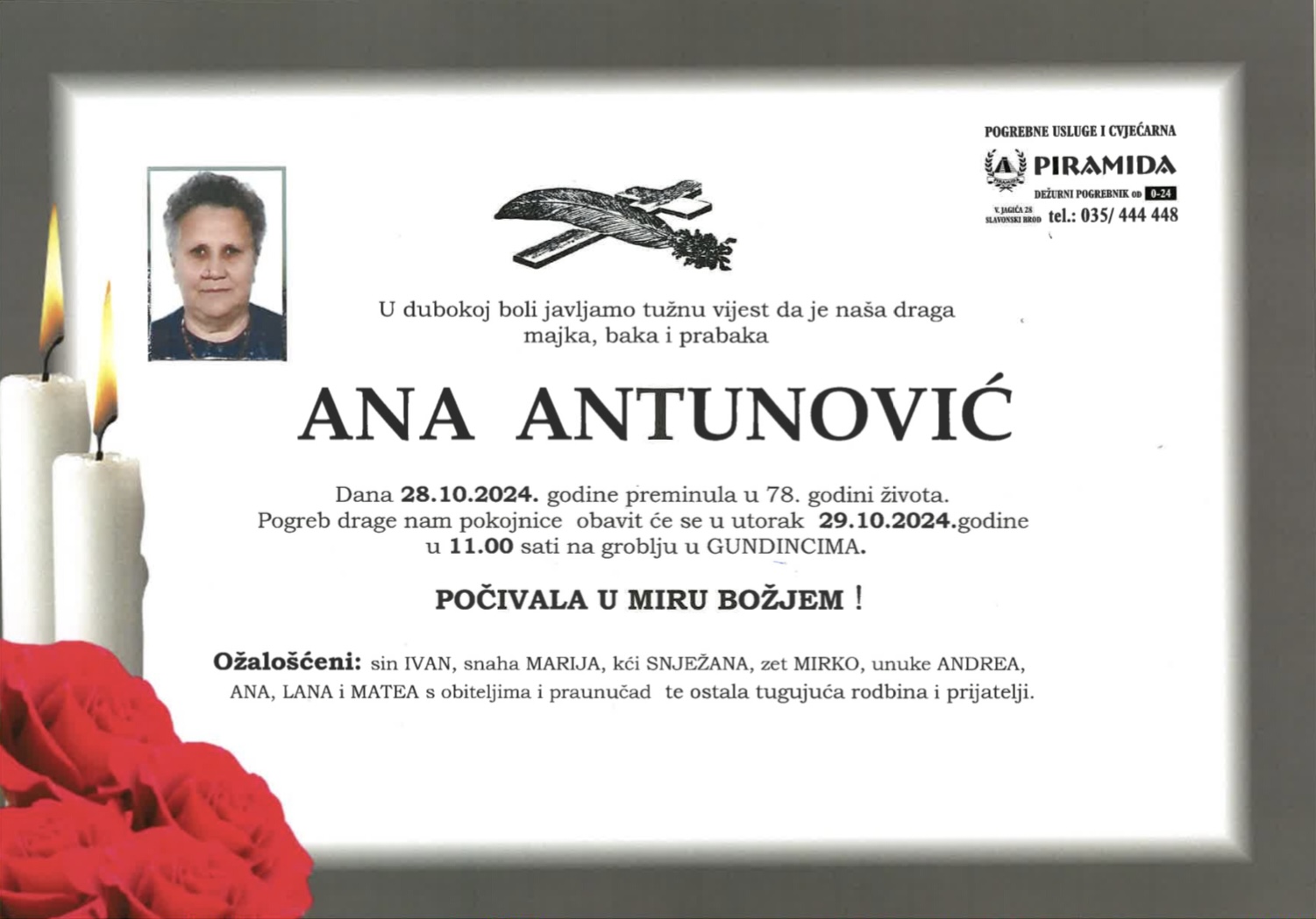 Osmrtnice – Piramida | pogrebne usluge i cvjećarna