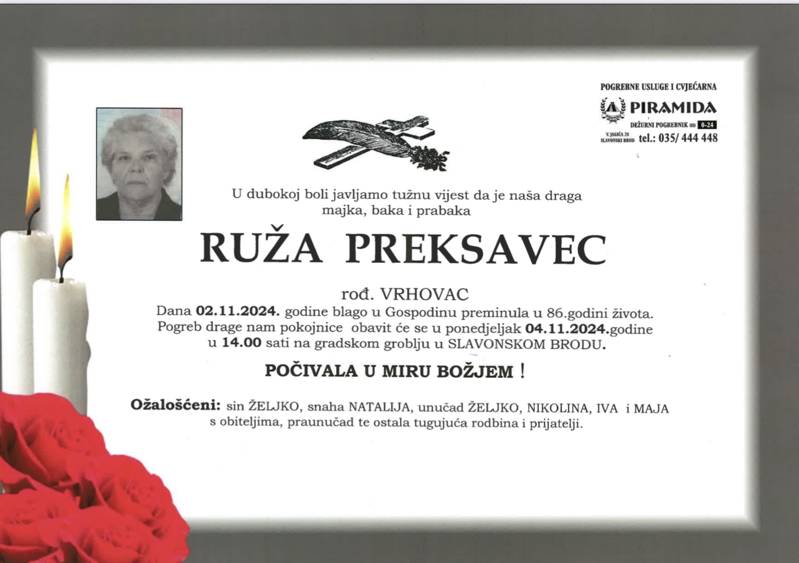 Osmrtnice – Piramida | pogrebne usluge i cvjećarna