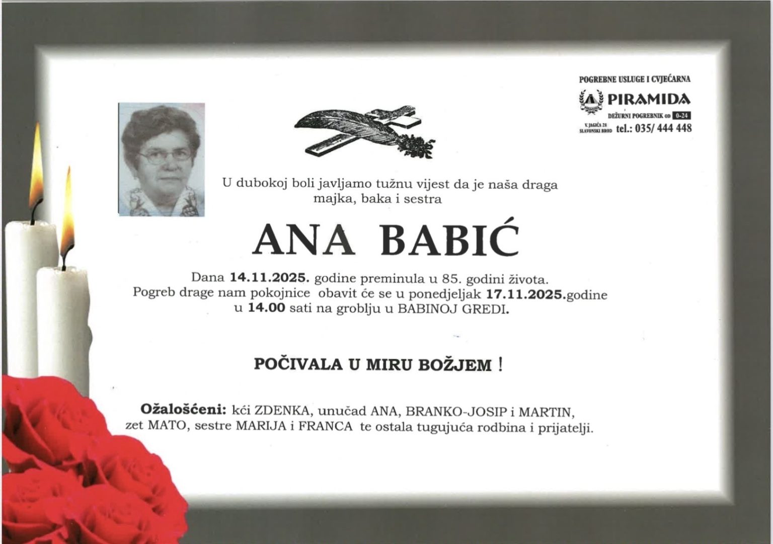 Ana Babić – Piramida | pogrebne usluge i cvjećarna
