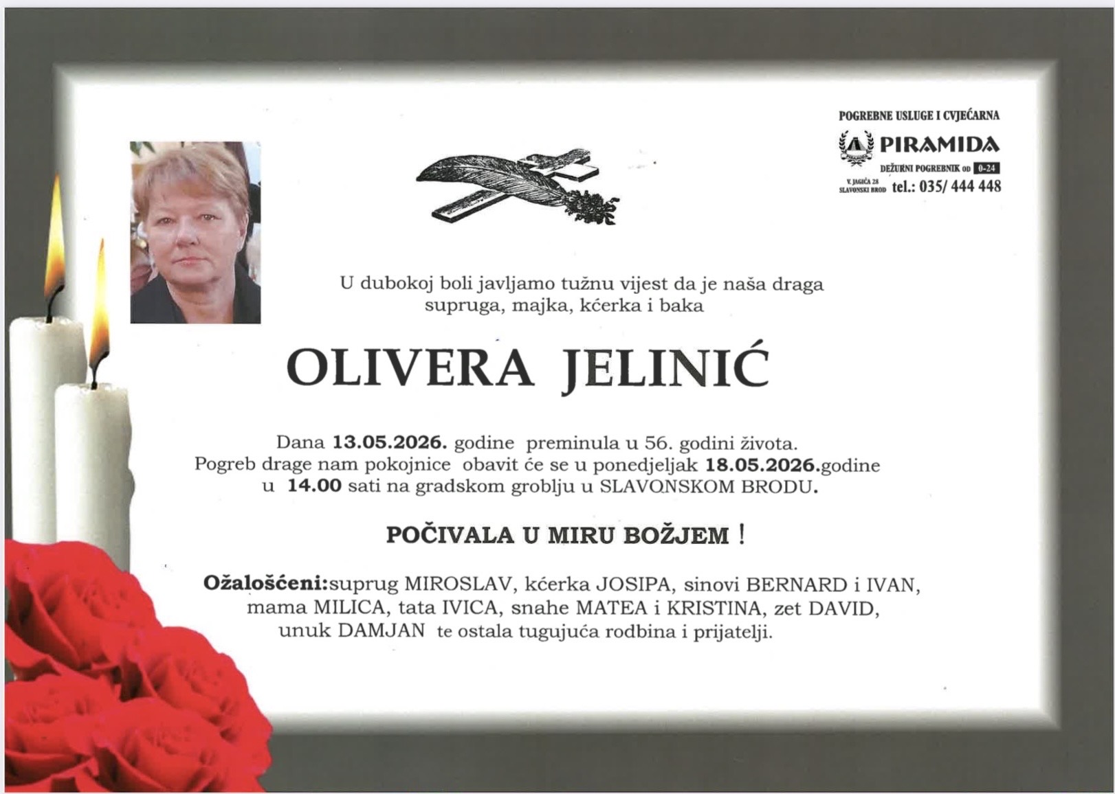 Osmrtnice – Stranica 2 – Piramida | pogrebne usluge i cvjećarna